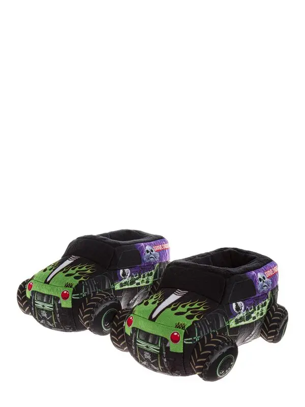 MONSTER JAM Grave Digger Plush Slippers - Green Black