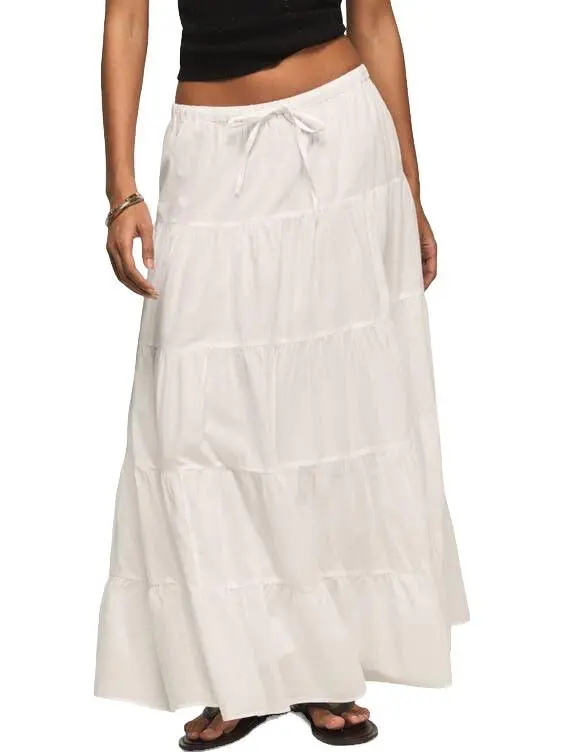 Lucky Brand Tiered Poplin Maxi Skirt - Bright White
