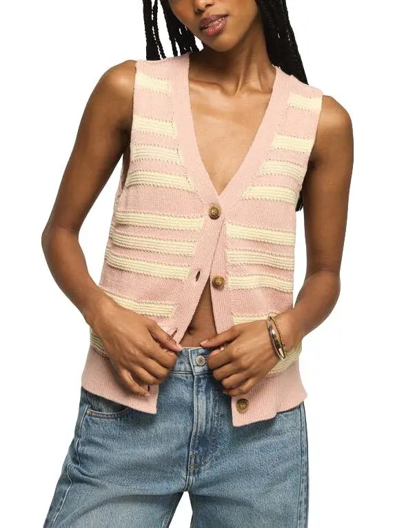 Lucky Brand Striped Sweater Vest - Rose Smoke