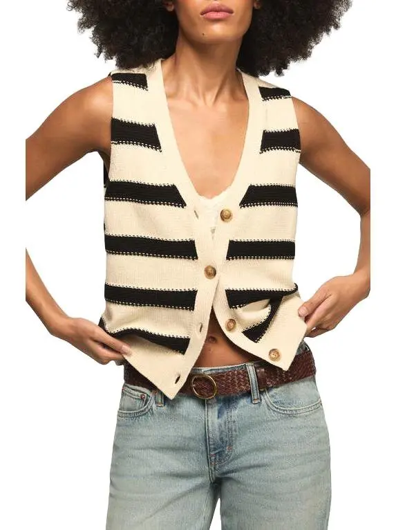 Lucky Brand Striped Sweater Vest - Whitecap Gray