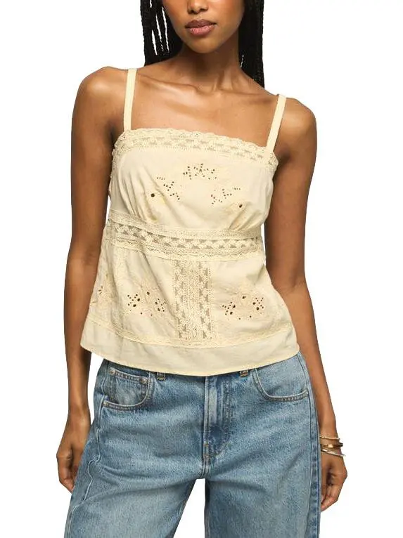 Lucky Brand Festival Lace & Eyelet Embroidery Camisole - Vintage Cream