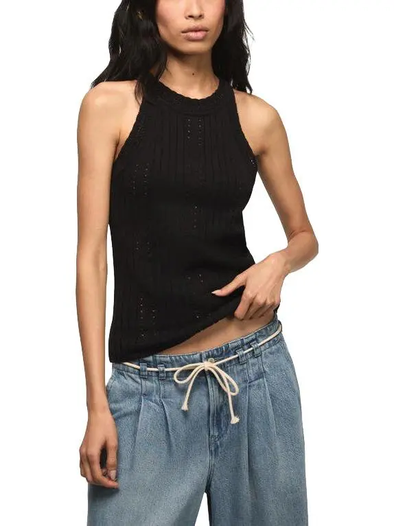 Lucky Brand Pointelle Sweater Tank - Dark Black