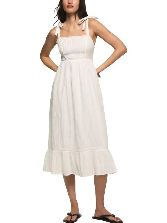 Lucky Brand Tie Strap Sleeveless Midi Dress - Bright White