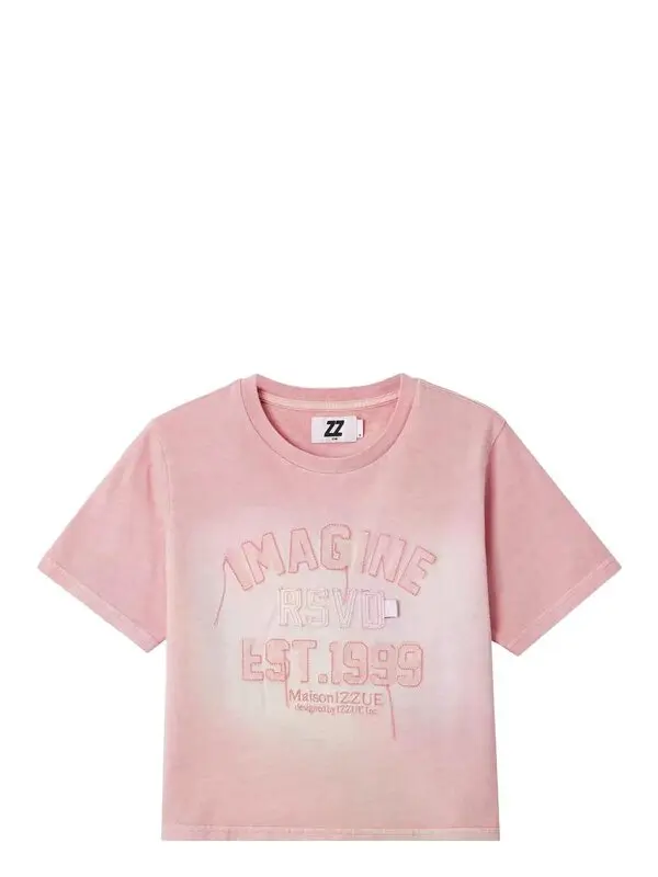 Izzue Embroidered Cropped T-shirt - Pink