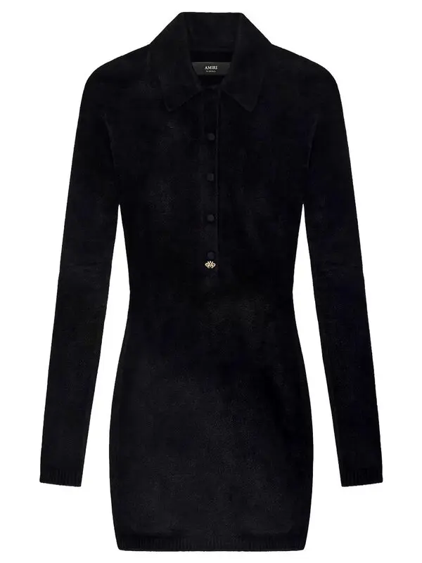 Amiri Velvet Long-sleeve Mini Dress - Black