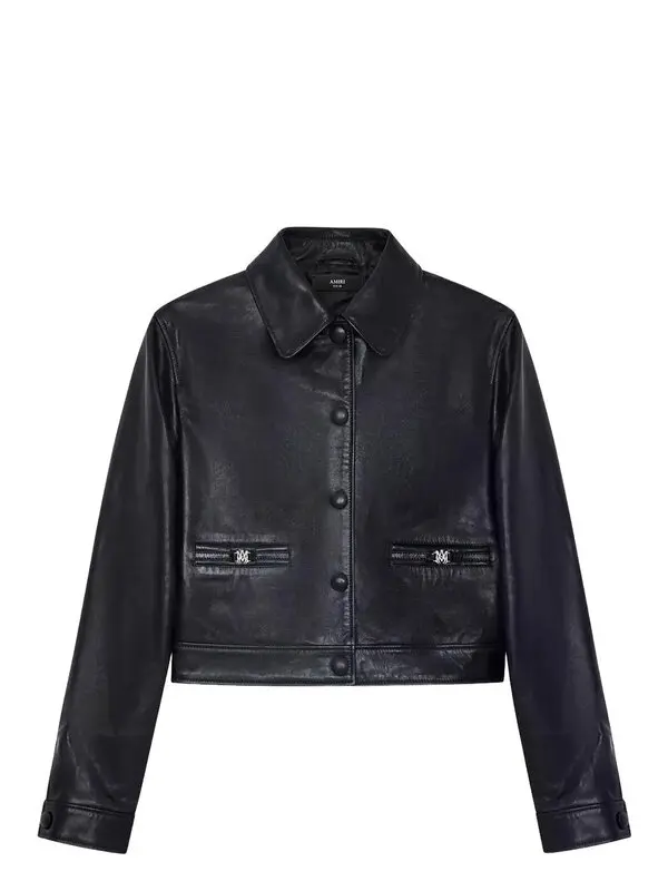 Amiri Buttoned Leather Jacket - Black
