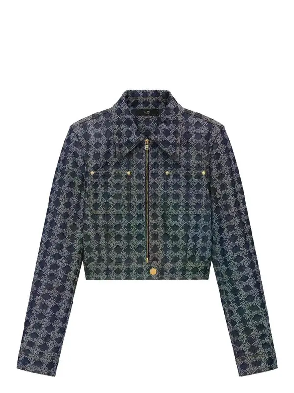 Amiri Patterned Zip-up Denim Jacket - Blue