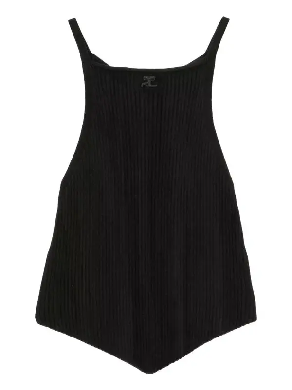 COURREGES Ribbed Vest Top - Black