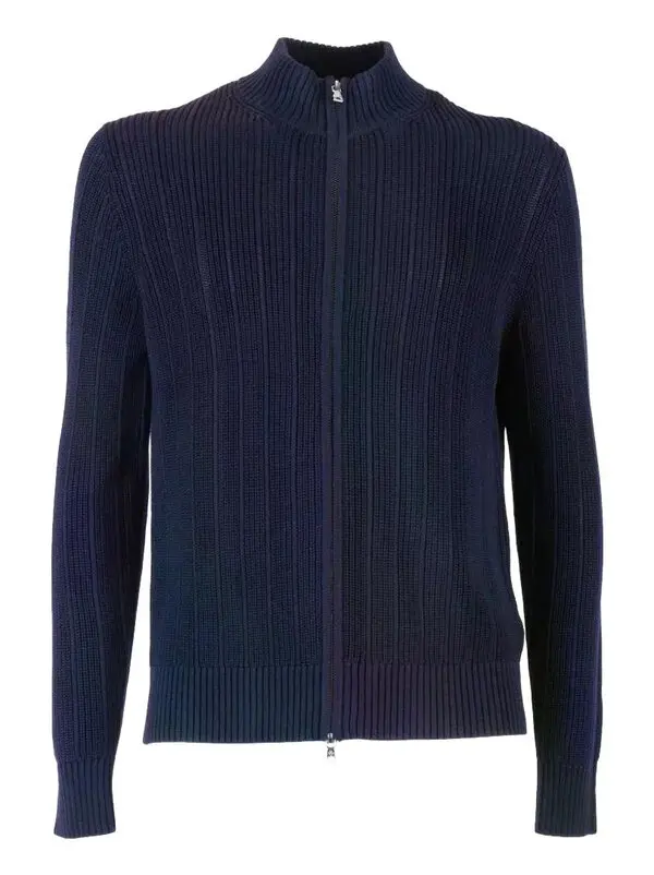 BALLANTYNE Cotton Zip-up Cardigan - Blue