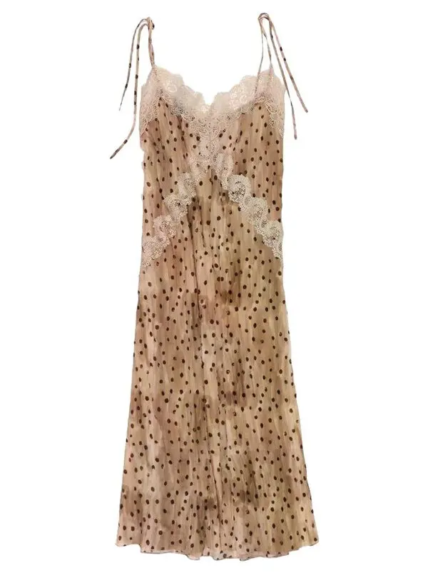 Bimba Y Lola Polka-dot Midi Dress - Neutrals