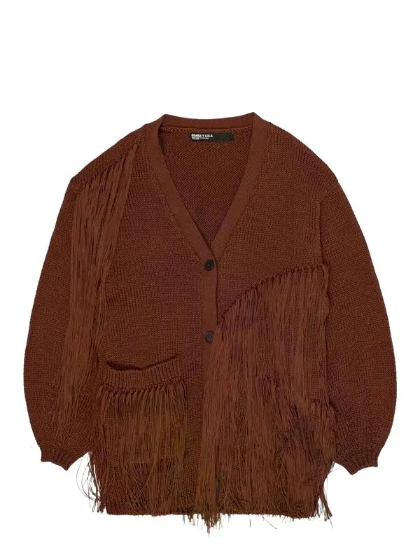 Bimba Y Lola Fringed V-neck Cardigan - Brown