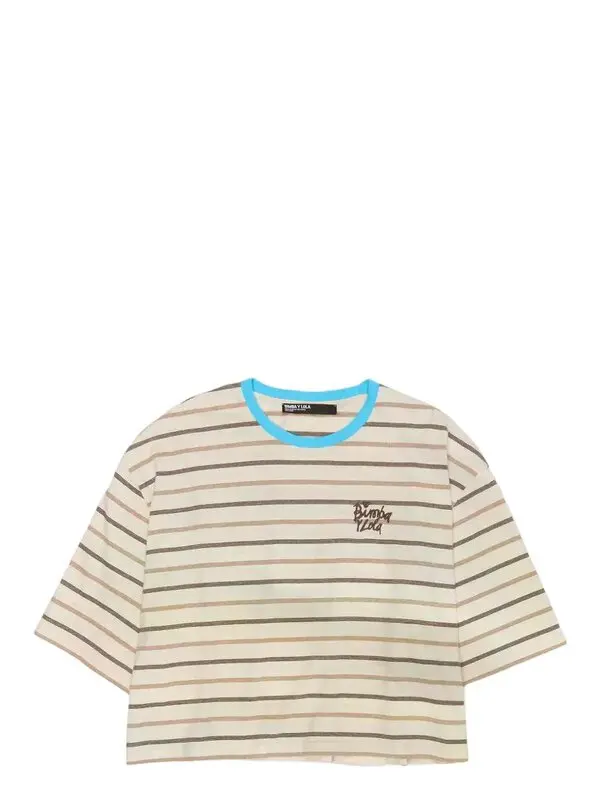 Bimba Y Lola Striped Logo T-shirt - Brown