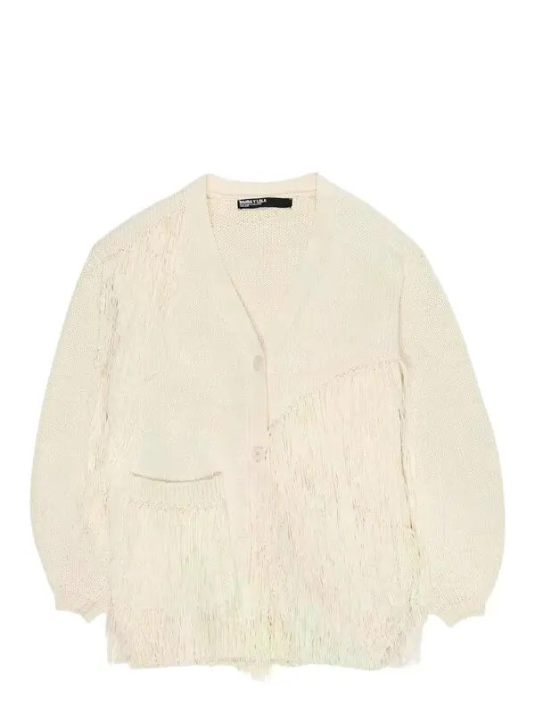 Bimba Y Lola Fringed V-neck Cardigan - Neutrals