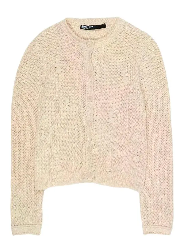 Bimba Y Lola Floral-appliqué Cardigan - Neutrals