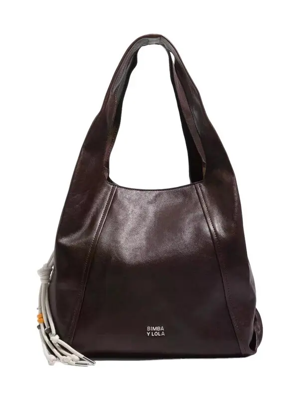 Bimba Y Lola Leather Shoulder Bag With Tassel - Brown
