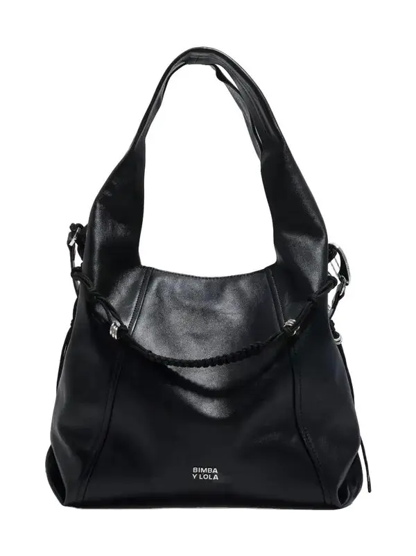 Bimba Y Lola Braided Leather Shoulder Bag - Black