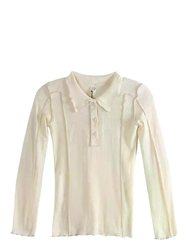 BASERANGE Omato Ruffled Polo Shirt - Neutrals