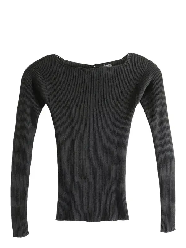 BASERANGE Ribbed Buttoned Sweater - Black