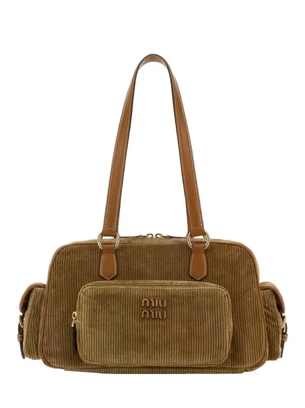 Miu Miu Beau Corduroy Shoulder Bag - Brown