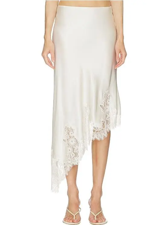 SRG Silk Skirt With Lace Trim - Ivory