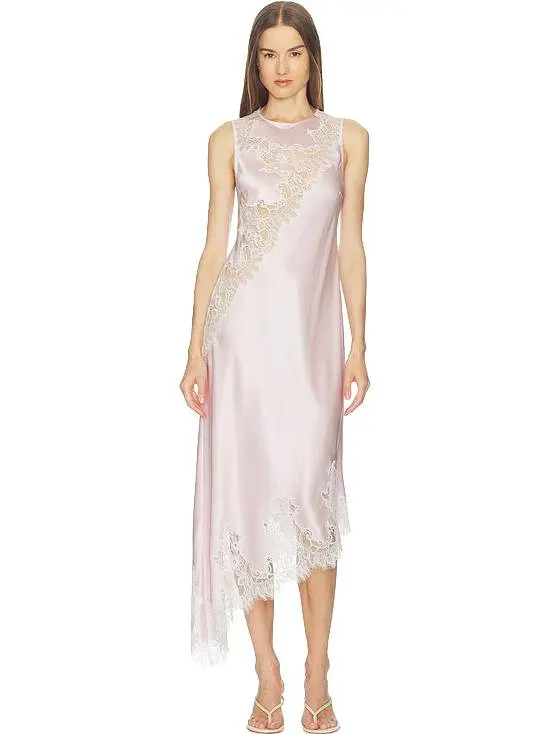 SRG Ellis Silk Midi Dress - Blush & White