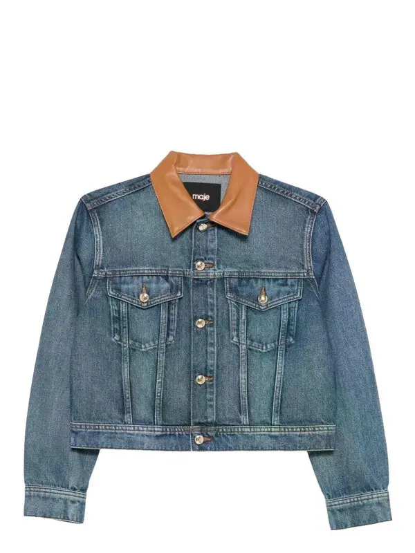 Maje Buttoned Denim Jacket - Blue