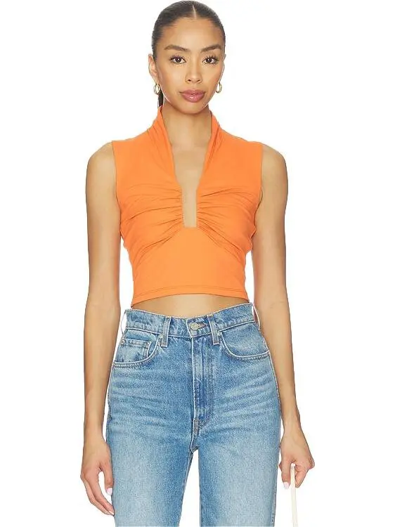 Susana Monaco Square Gathered Sleeveless Top - Apricot