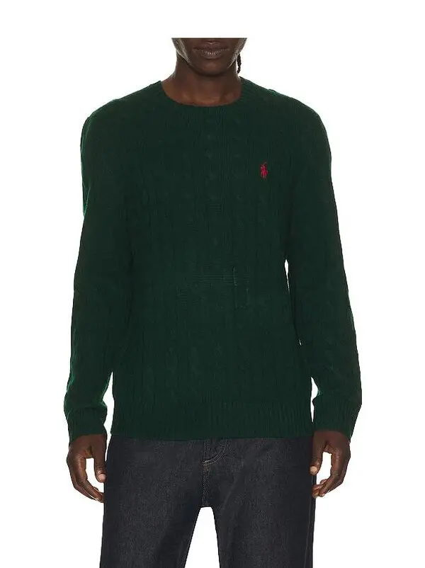Polo Ralph Lauren Long Sleeve Wool Cashmere Cable Knit Crewneck Sweater - Moss Agate