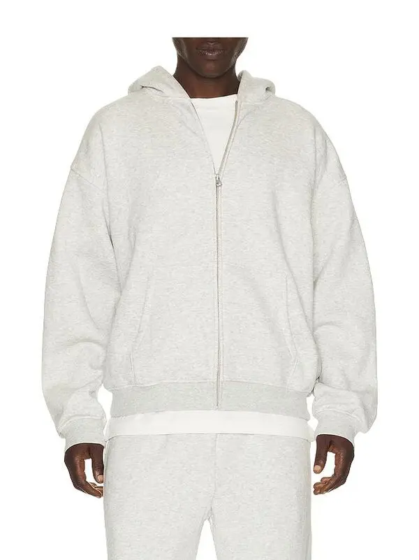 SKIMS Fleece Lounge Relaxed Zip Up Hoodie - Light Heather Grey