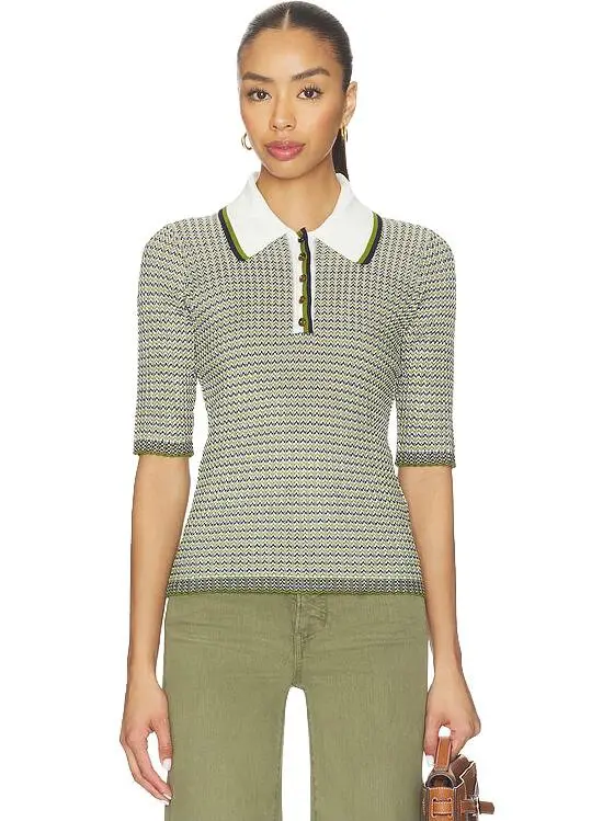 Veronica Beard Soza Polo Top - Navy  Cactus & Off White