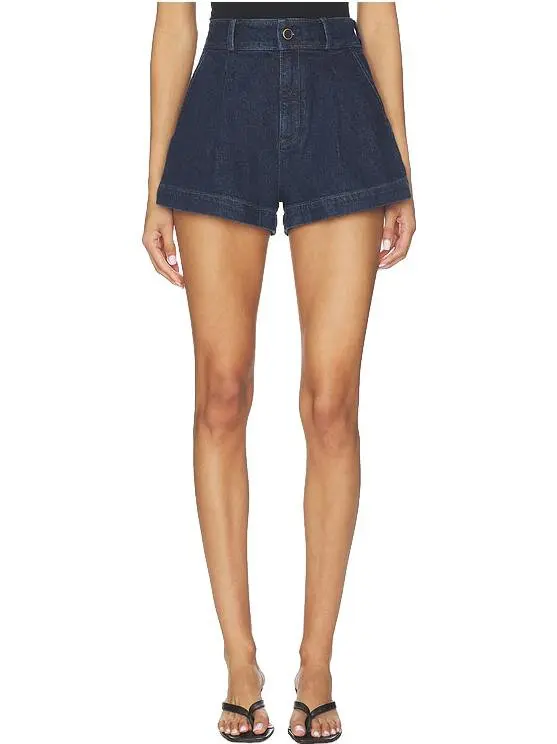 Paige Camille Pleated Denim Shorts - Ballast