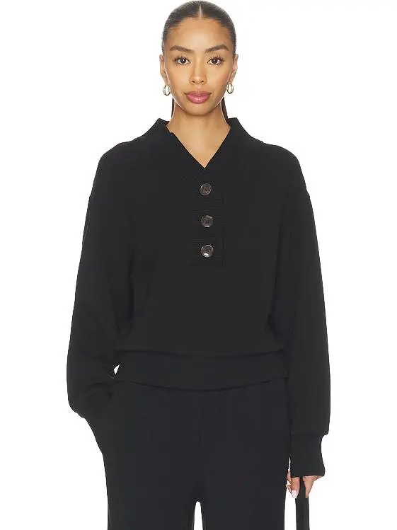 Varley Lucine Button Front Sweater - Black
