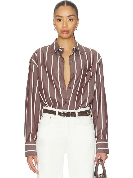 Rag & Bone Connie Stripe Shirt - Rosewood Stripe