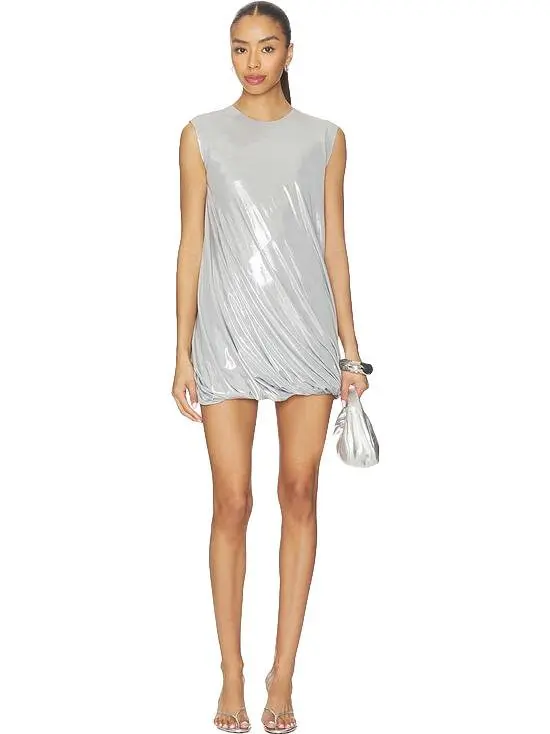 Norma Kamali Sleeveless Twist Mini Dress - Silver