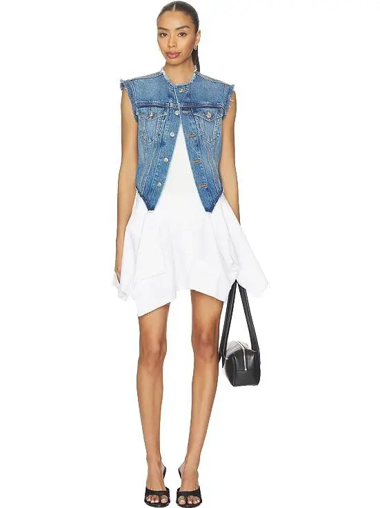 Alexander Wang Prestyle Combo Dress With Denim Vest - Vintage Marbled Blue