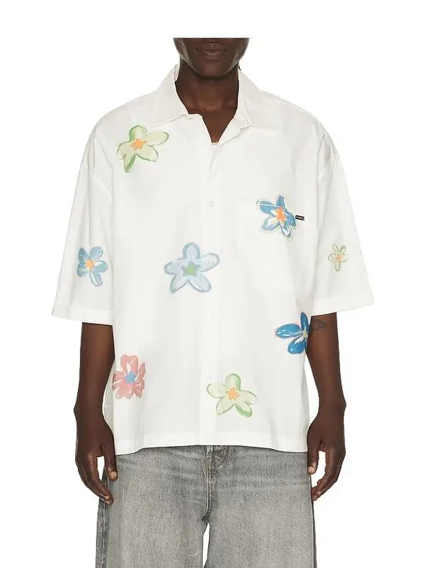 NAHMIAS Super Bloom Cropped Short Sleeve Shirt - White