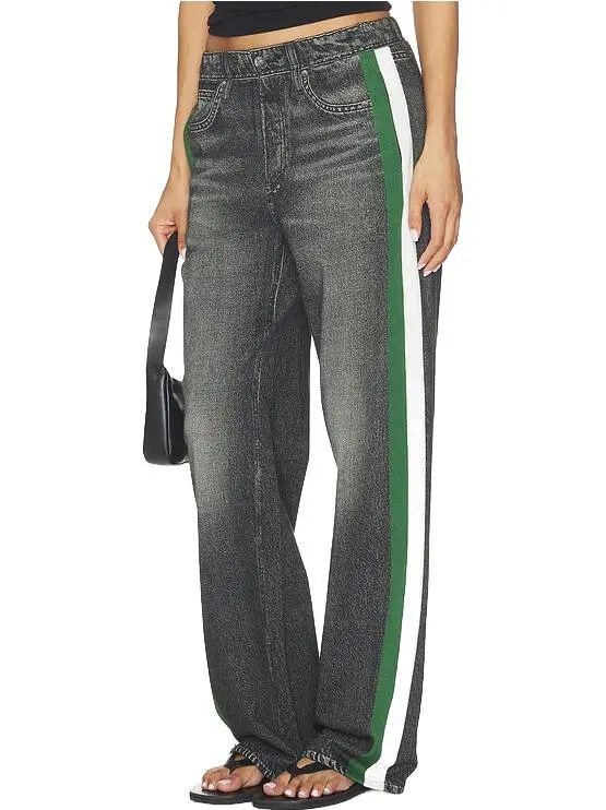 Rag & Bone Miramar Terry Track Pant - Green  White & Washed Black