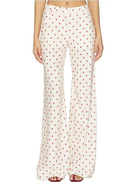 Amanda Uprichard Saddler Wide Leg Pants - Beige & Red