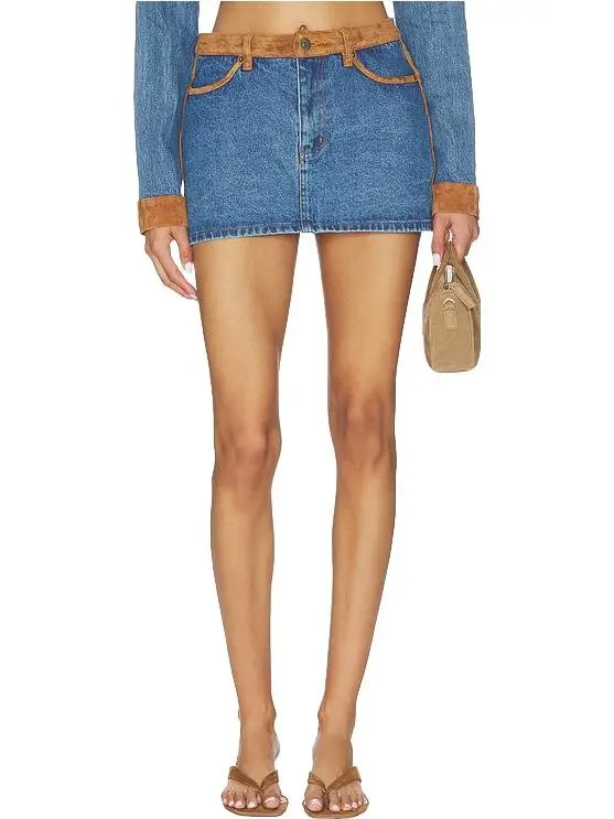 Show Me Your Mumu Dawson Skort - Indigo With Faux Suede