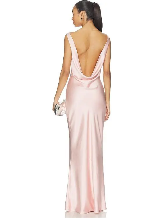 Norma Kamali Sleeveless Low Back Drape Gown - Ballet Pink