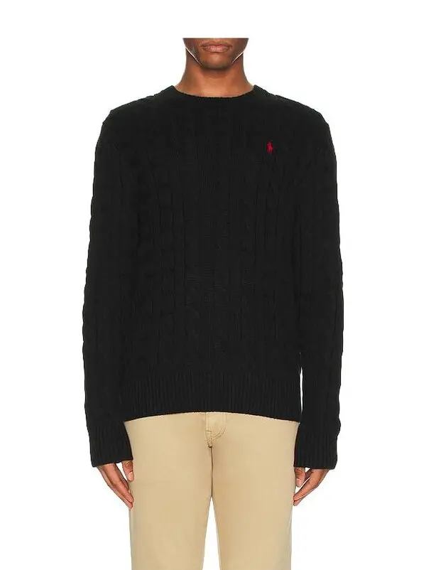 Polo Ralph Lauren Cable Knit Crewneck Sweater - Black