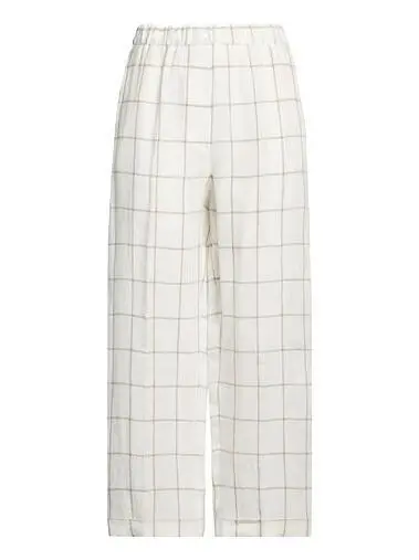 Peserico Tapered Checked Linen Pants - Off White