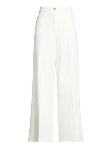 Peserico Wide Leg Cotton Blend Jeans - White