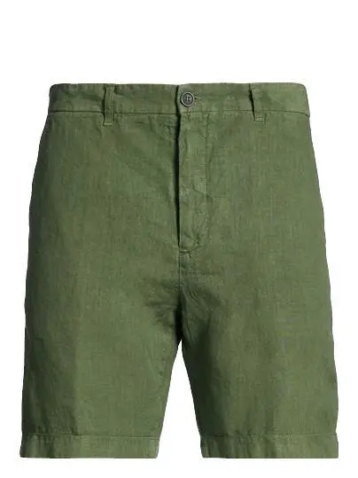 120% Lino Military Linen Casual Shorts - Green