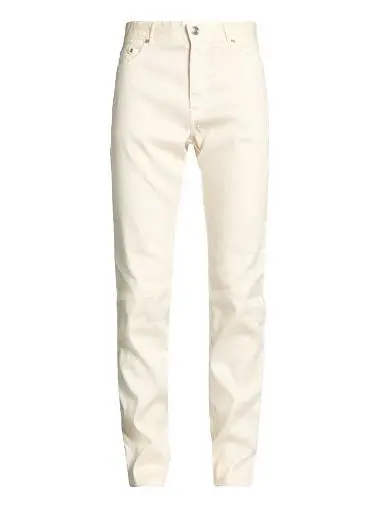 120% Lino Tapered Leg Twill Pants - Cream
