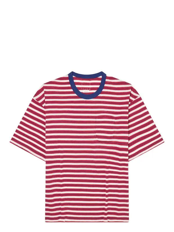 Visvim Striped Knitted Wool And Cotton-blend T-shirt - Red