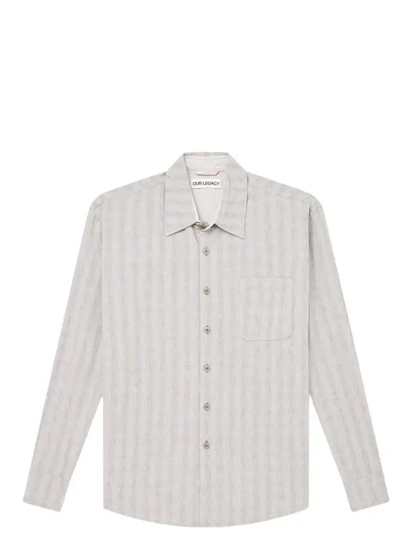 Our Legacy Above Striped Cotton And Linen-blend Shirt - Gray
