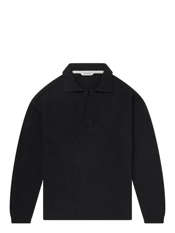 A KIND OF GUISE Marabou Knitted Organic Cotton Polo Shirt - Black