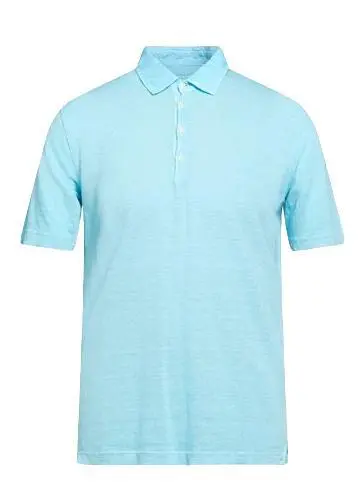 120% Lino Polo Shirt Size Linen - Blue