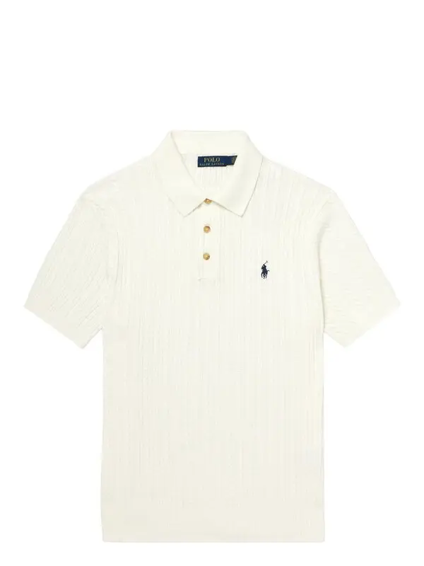 Polo Ralph Lauren Cable-knit Cotton Polo Shirt - White